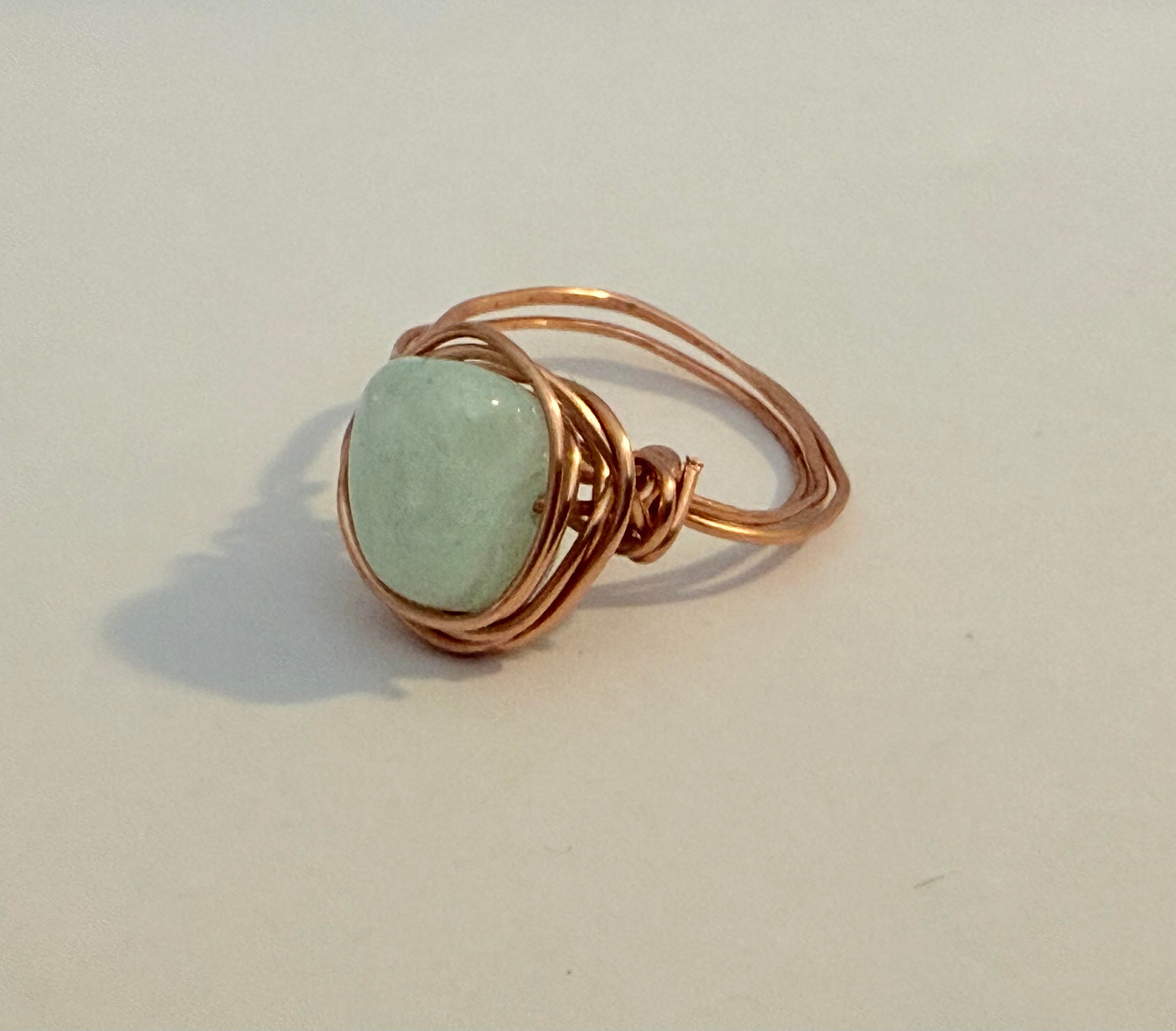 Green Aventurine Ring – Copper Peony